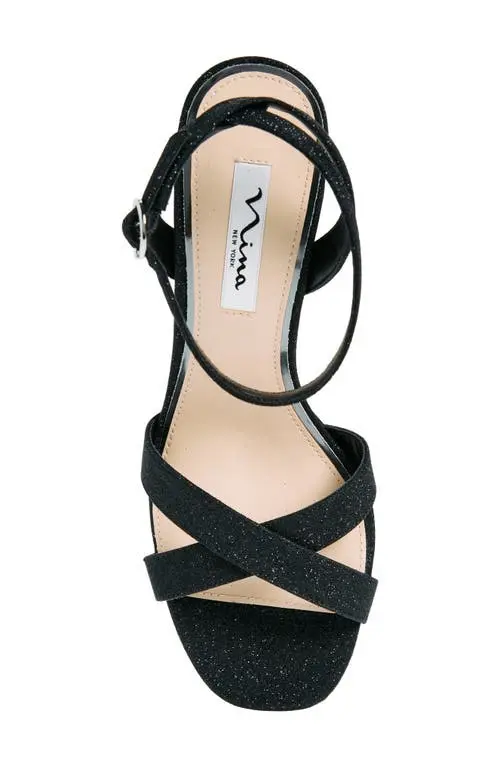 Nina Sheila Ankle Strap Platform Sandal - Black Fantasy Net