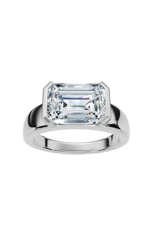 BLISS DIAMOND 3ct East West Emerald Lab Grown Diamond Solitaire Ring - 14k White Gold