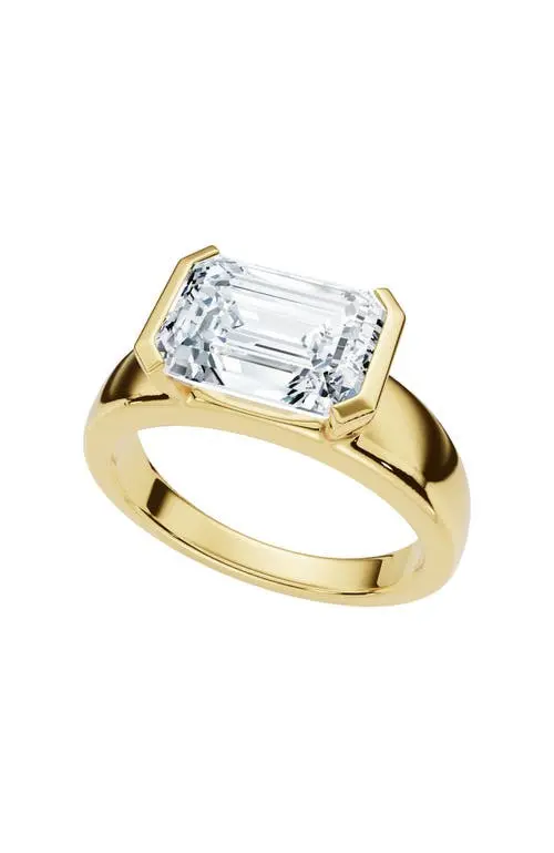 BLISS DIAMOND 3ct East West Emerald Lab Grown Diamond Solitaire Ring - 14k Yellow Gold