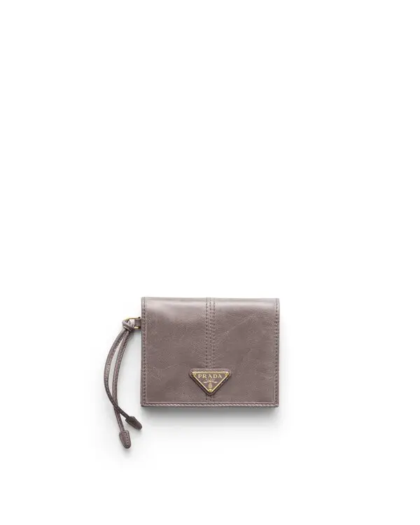 Prada Small Leather Wallet - Grey