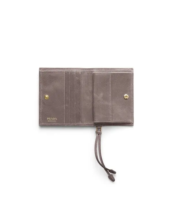 Prada Small Leather Wallet - Grey