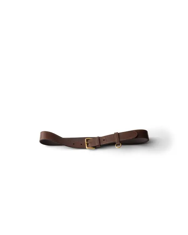 Prada Antiqued Leather Belt - Brown