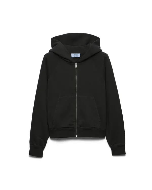 Prada Cotton Zipper Hoodie - Grey