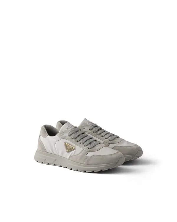 Prada Prax 2.0 Re-nylon And Suede Sneakers - Grey