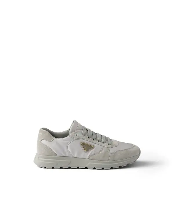 Prada Prax 2.0 Re-nylon And Suede Sneakers - Grey