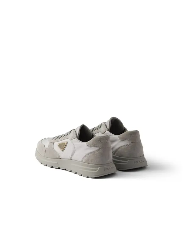 Prada Prax 2.0 Re-nylon And Suede Sneakers - Grey