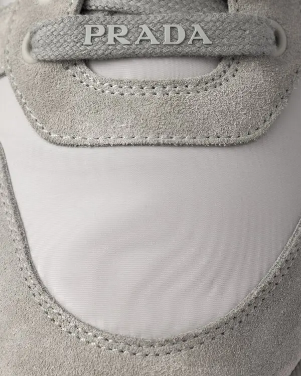 Prada Prax 2.0 Re-nylon And Suede Sneakers - Grey