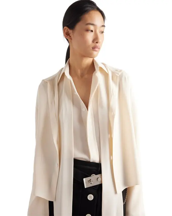 Prada Silk Broadcloth Shirt - Neutral