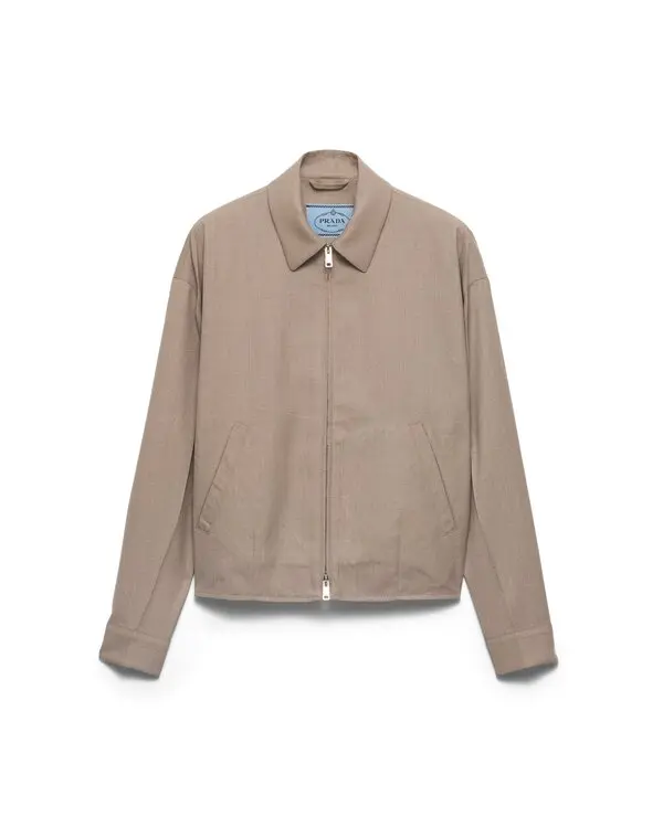 Prada Mouliné Wool Blouson Jacket - Neutral