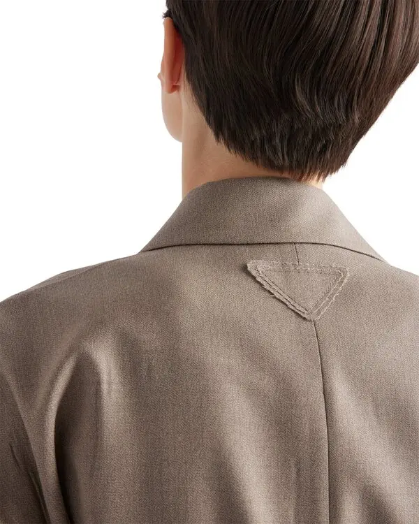 Prada Mouliné Wool Blouson Jacket - Neutral