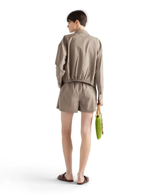 Prada Mouliné Wool Blouson Jacket - Neutral