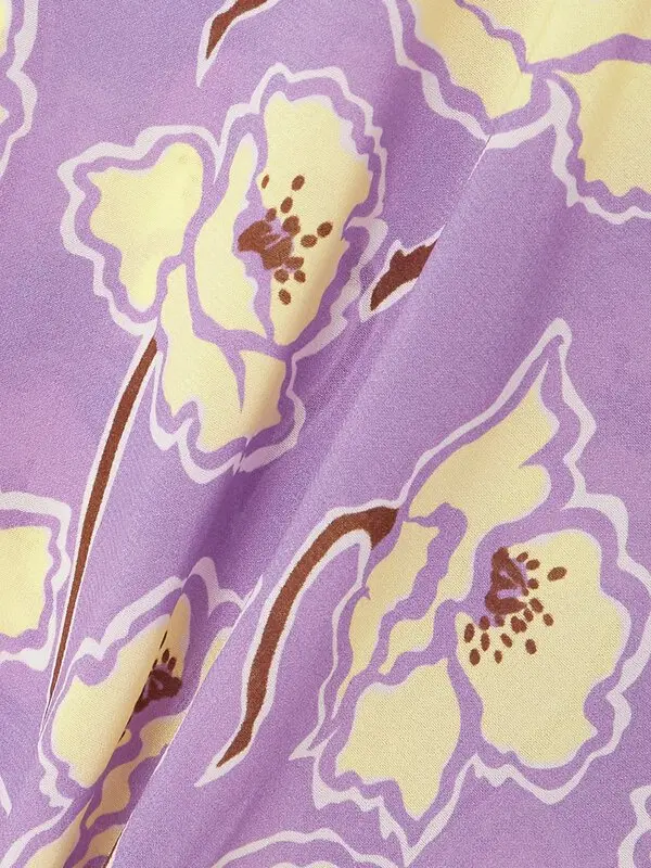 Versace Belted Floral-print Silk-blend Georgette Midi Dress