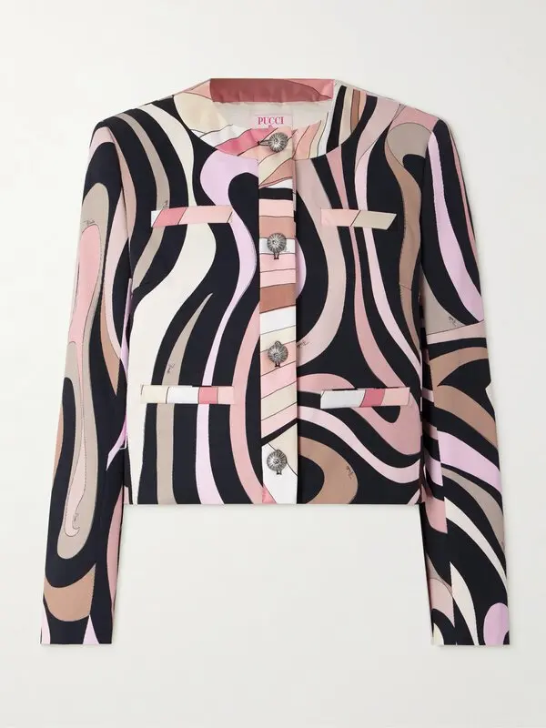 Emilio Pucci Printed Cotton-blend Gabardine Jacket - Pink