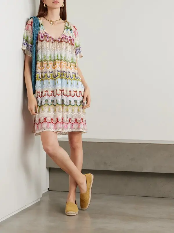 Missoni Striped Crochet-knit Mini Dress