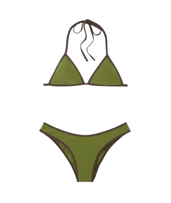 Faithfull The Brand Ania Two-tone Recycled Triangle Bikini - Green