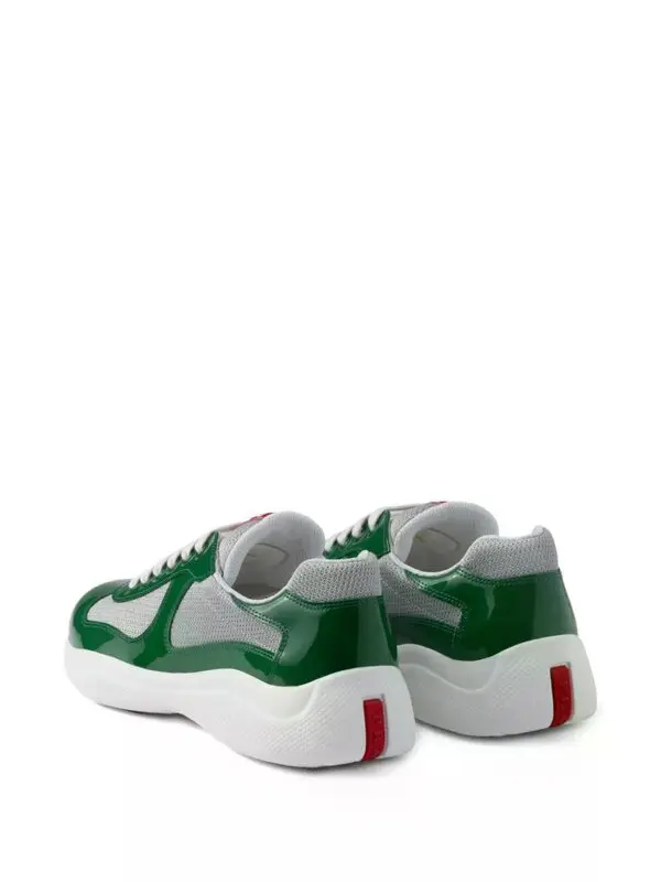 Prada Patent Leather And Technical Fabric America's Cup Sneakers - Green