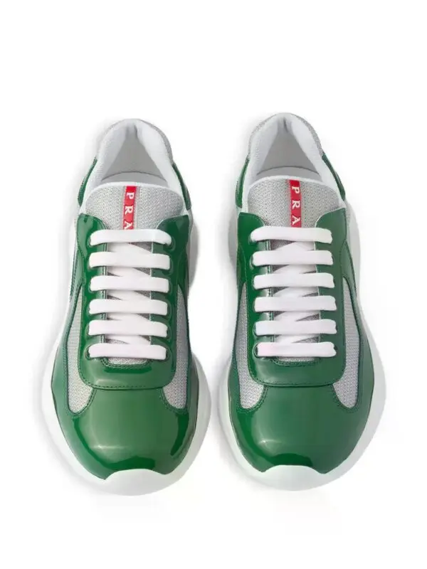 Prada Patent Leather And Technical Fabric America's Cup Sneakers - Green