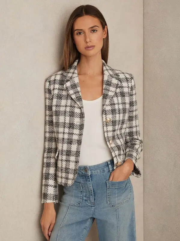 REISS Carly Cropped Cotton-blend Jacket