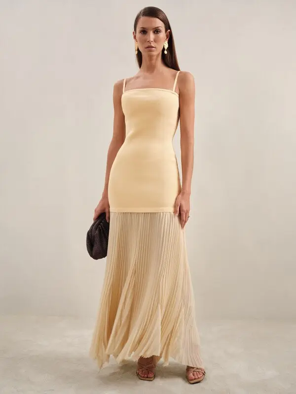 REISS Milana Pleated Ribbed Midi Dress