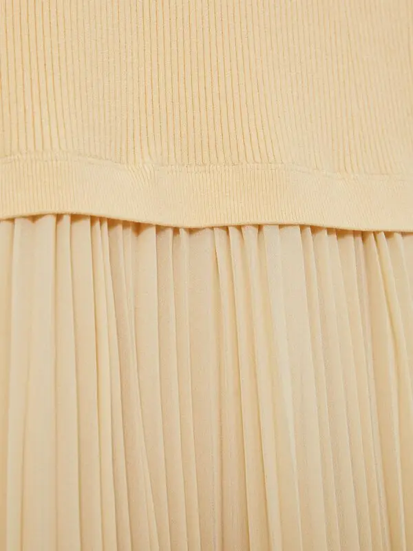 REISS Milana Pleated Ribbed Midi Dress