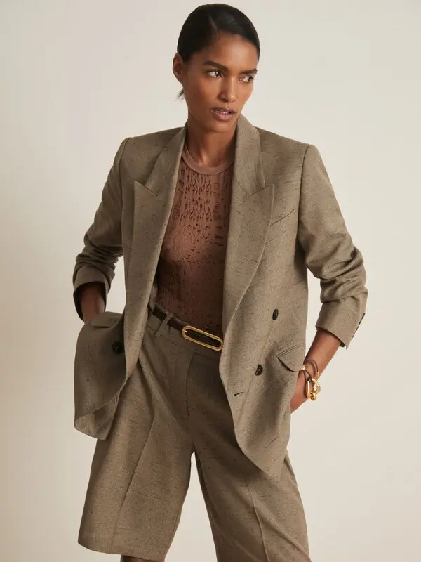REISS Lina Atelier Double-breasted Suit Jacket With Linen