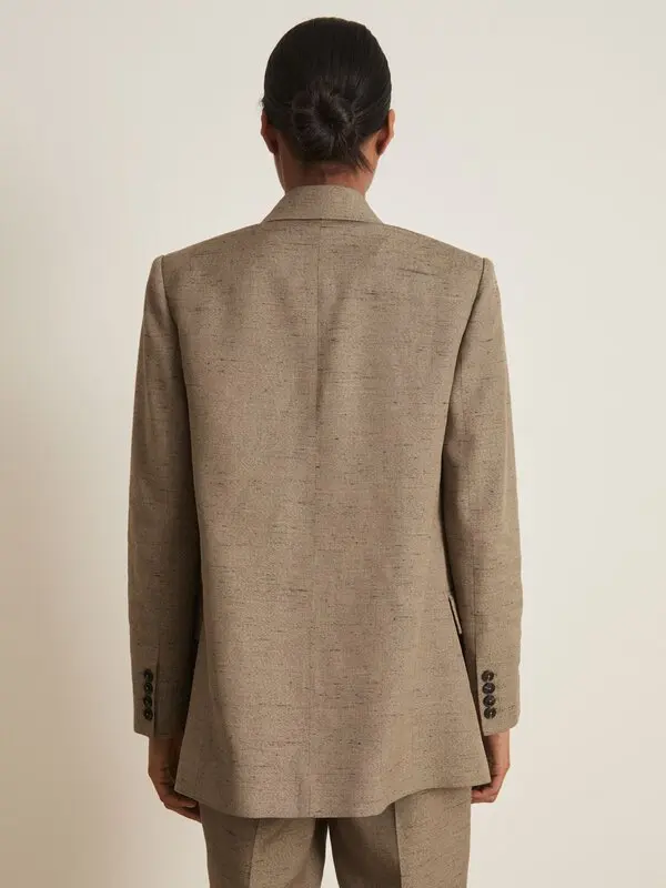 REISS Lina Atelier Double-breasted Suit Jacket With Linen
