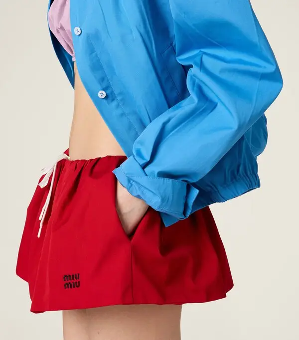 Miu Miu Cotton Poplin Mini Skirt - Red