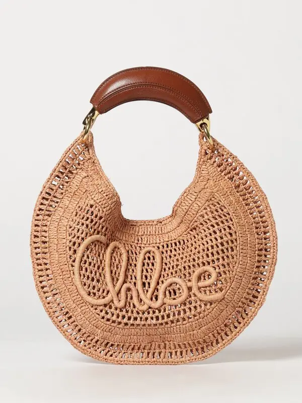 Chloé Summer Banana Raffia Crochet Tote Bag - Beige