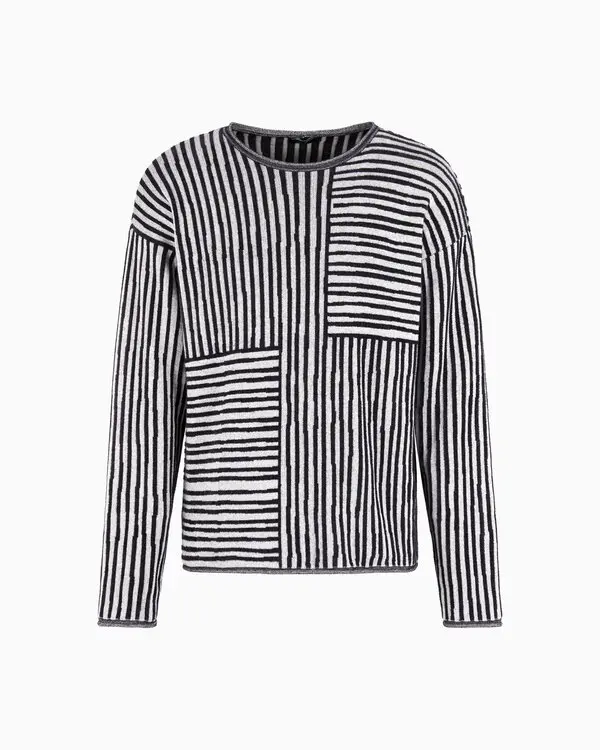 Giorgio Armani Crew-neck Jumper In A Viscose And Cotton Jacquard