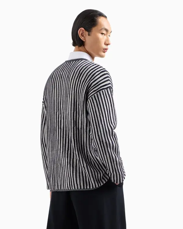 Giorgio Armani Crew-neck Jumper In A Viscose And Cotton Jacquard