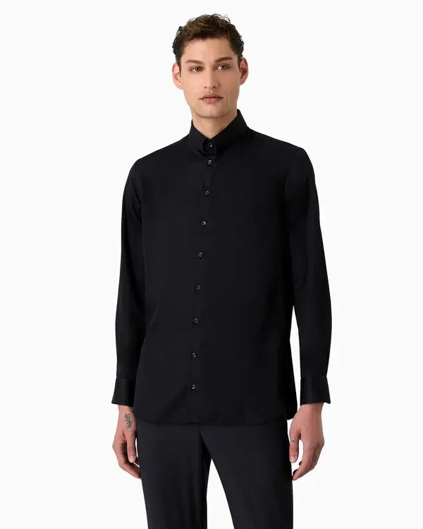 Giorgio Armani Luxury Cotton Twill Shirt - Black