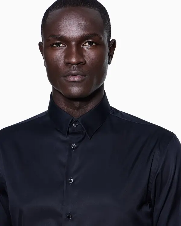 Giorgio Armani Luxury Cotton Twill Shirt - Black