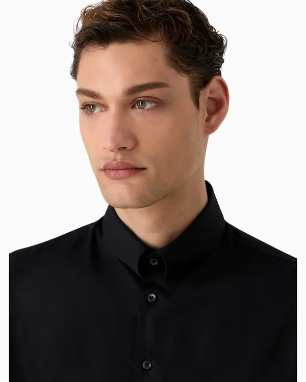Giorgio Armani Luxury Cotton Twill Shirt - Black