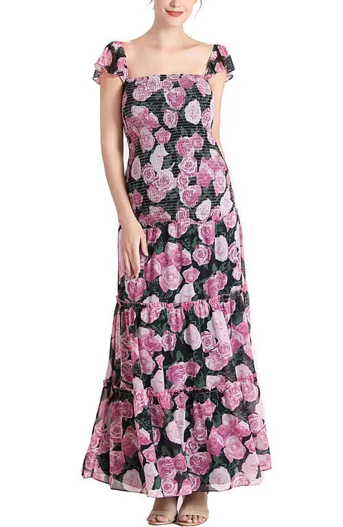 KIMI + KAI Acey Smocked Maternity Maxi Dress - Multicolored