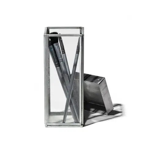 PUEBCO Glass Box W/recycle Lidpen Stand - Steel