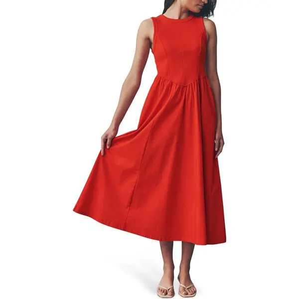 NEXT Cotton Blend Sleeveless Midi Dress