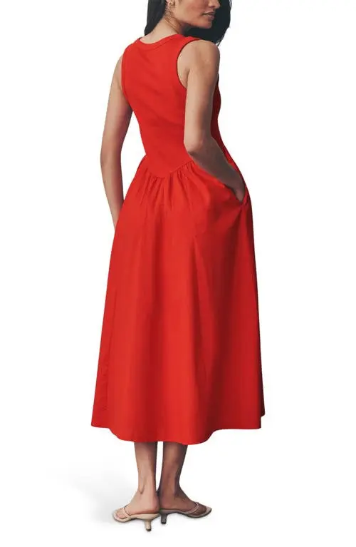 NEXT Cotton Blend Sleeveless Midi Dress