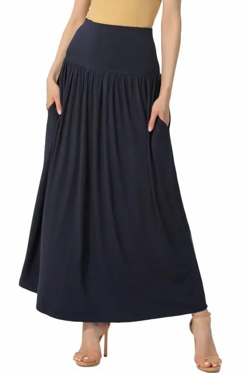 KIMI + KAI Tiered Maxi Skirt - Navy