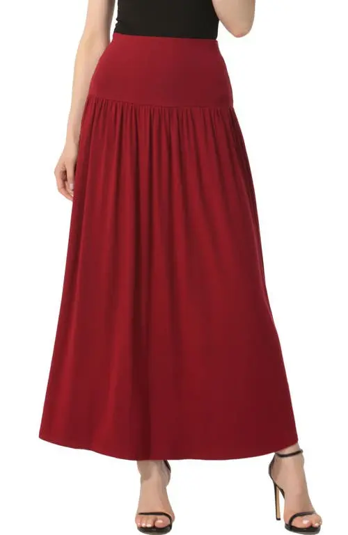 KIMI + KAI Tiered Maxi Skirt - Wine