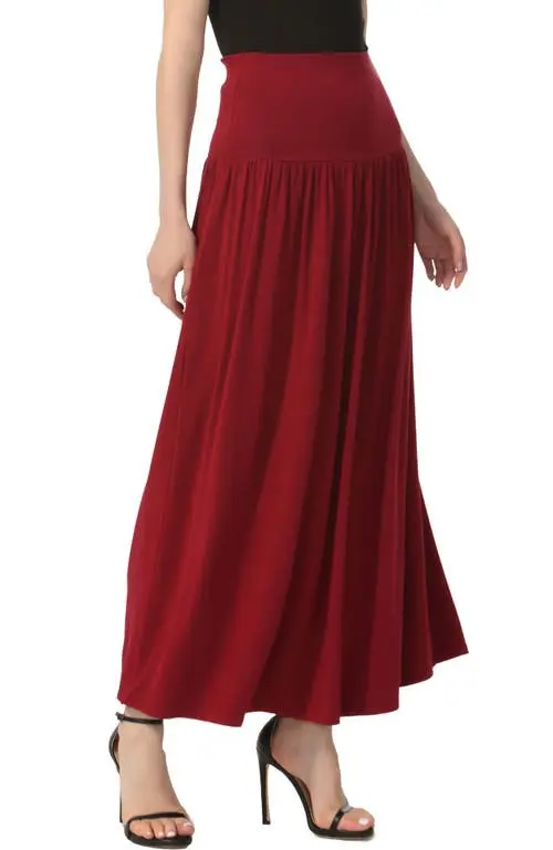 KIMI + KAI Tiered Maxi Skirt - Wine