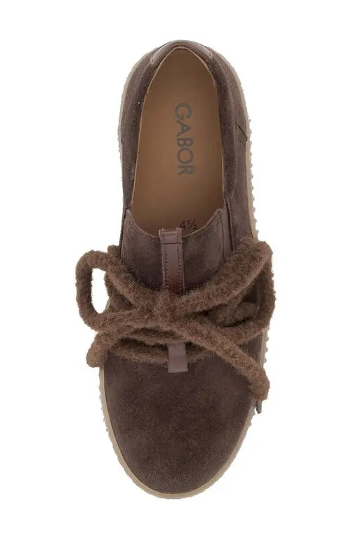 Gabor Dora Platform Sneaker With Bow Detailing - Cacao