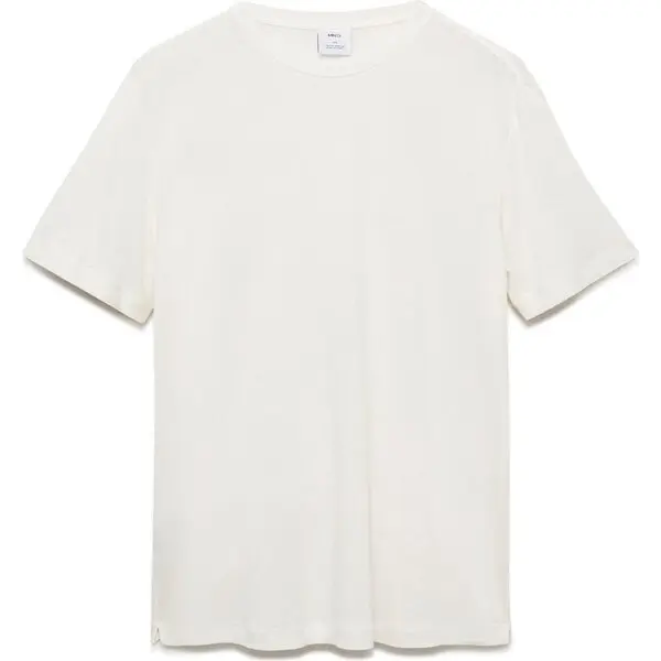 Mango Slim Fit Linen Blend T-shirt - White