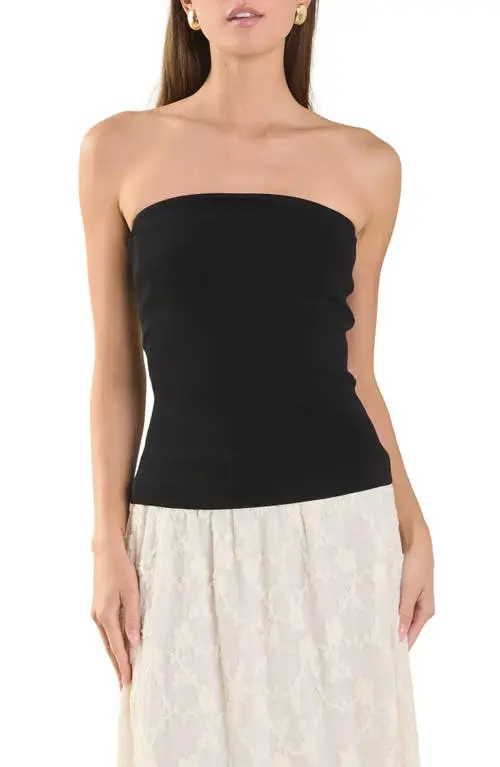 Endless Rose Strapless Knit Top - Black