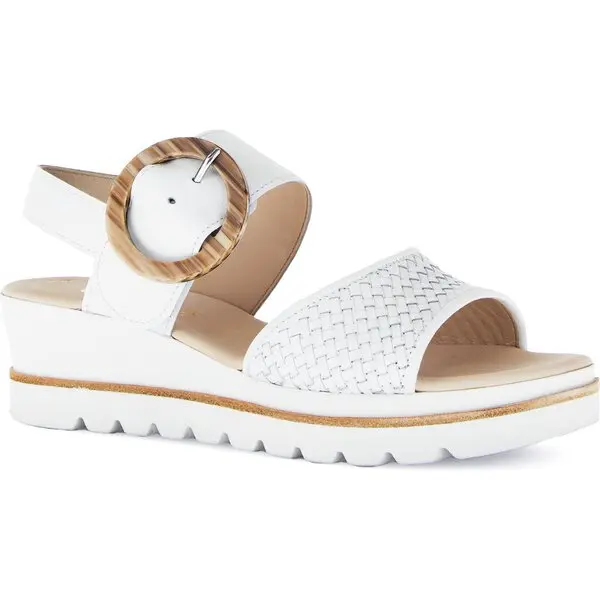 Gabor Strappy Slingback Wedge Sandal - White