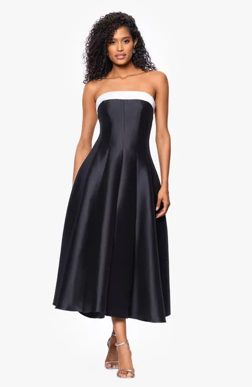 Betsy & Adam Contrast Strapless Mikado Ballgown