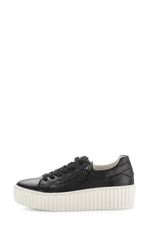 Gabor 53.200 Platform Leather Sneakers - Black