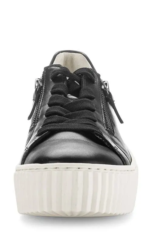 Gabor 53.200 Platform Leather Sneakers - Black