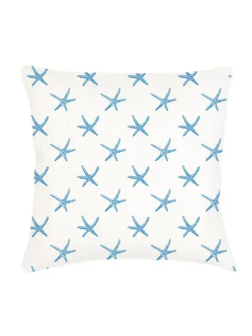 Anaya Starfish Linen Euro Pillow With Down Alternative Insert - Blue