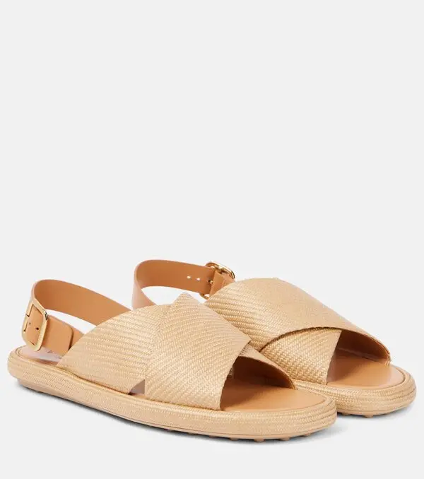 TOD'S Woven Leather-trimmed Sandals - Beige