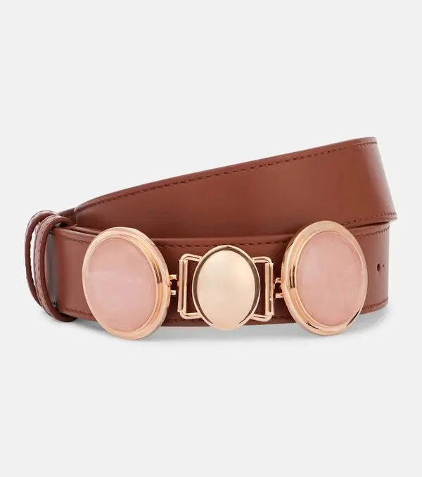 Gabriela Hearst Grange Rose Quartz Leather Belt - Burgundy